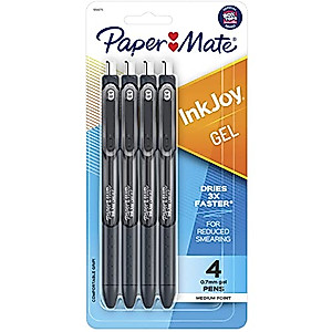 Paper Mate InkJoy Gel Pens, Medium Point, Black, 4 Count