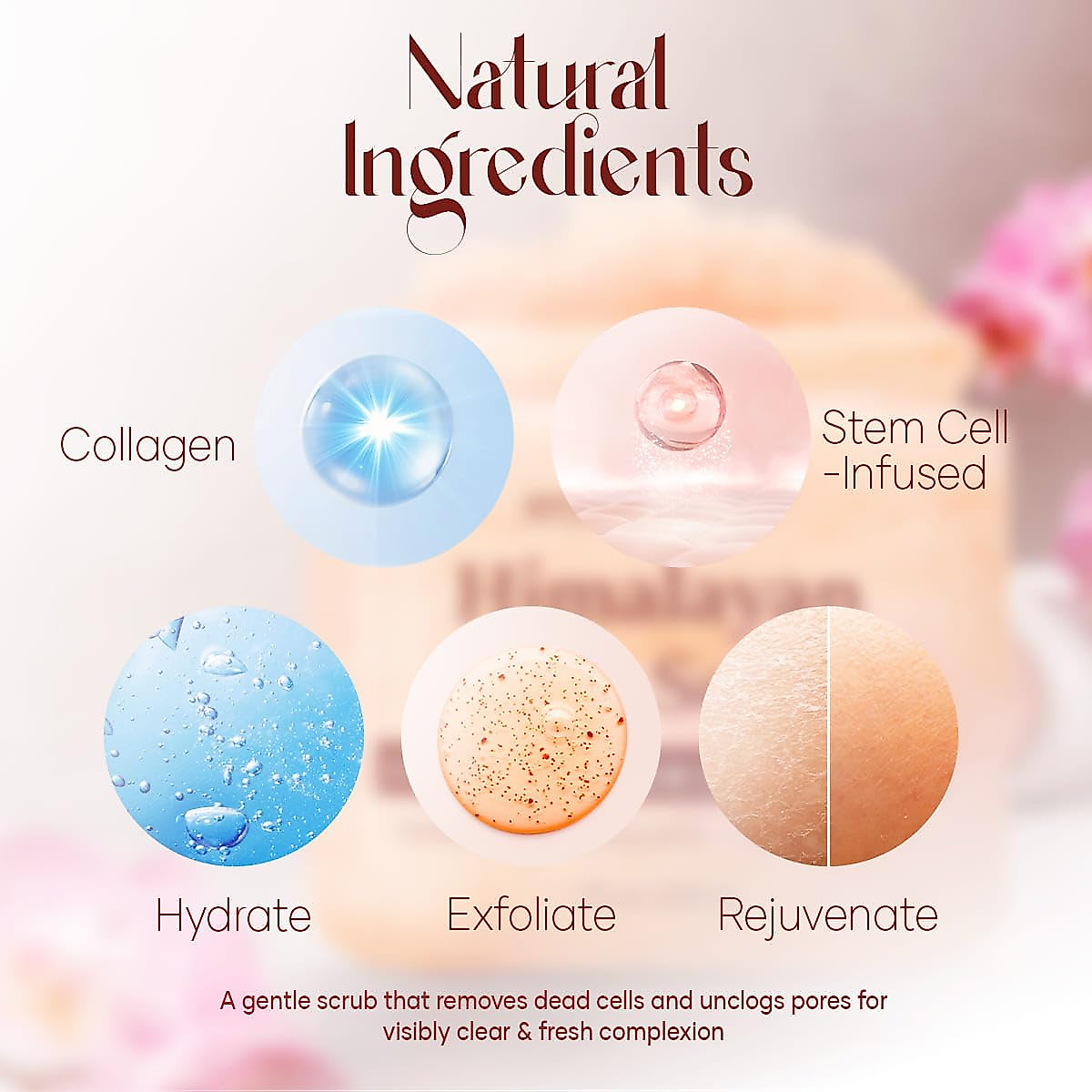 MYSTÉRE BEAUTÉ Himalayan Salt Body Scrub 12 oz - with Collagen and Stem Cells - Exfoliating Salt Scrub for Cellulite - Deep Cleansing for Acne, Scars, Wrinkles - Moisturizes Skin