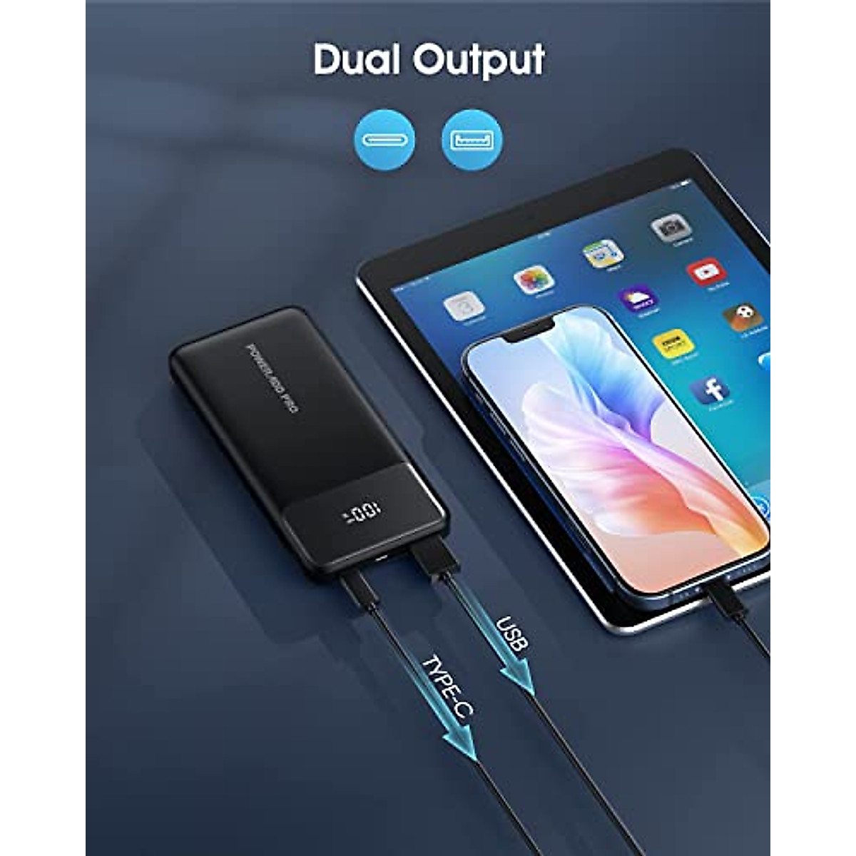 POWERADD PRO Portable Charger, USB C 10000mAh Power Bank LED Display PD 20W Fast Charging External Battery Pack Compatible with iPhone 14 13 12 11 Samsung S21 S20 Google LG iPad, etc. - Black