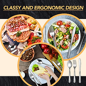 Minatee 48 Pieces Forks Spoons and Knives Silverware Set Stainless Steel Flatware Cutlery Set Heavy Duty Metal Spoons Forks and Knives Set for Kitchen Utensil Dinner Restaurant Home, Dishwasher Safe