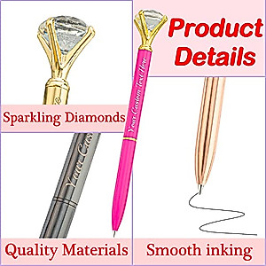 FwSYouMAI 1 PCS Diamond Pen with Crystal,Personalized Pens Bulk with Name Free Engraving,Custom Diamond Ballpoint Pens,Rose Gold Ink Stylus,Gift for Girls,Women,Wedding,Birthdays-Rose Gold