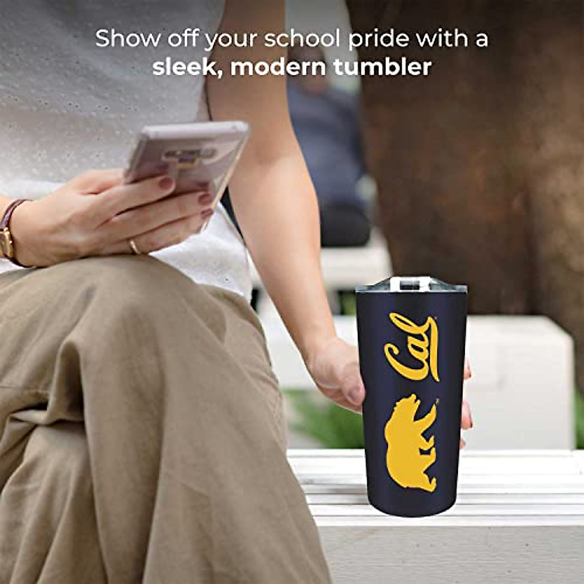 Campus Colors NCAA Stainless Steel Tumbler perfect for Gameday - 18 oz - Double Walled - Keeps Drinks Perfectly Insulated (Cal Golden Bears - Blue)