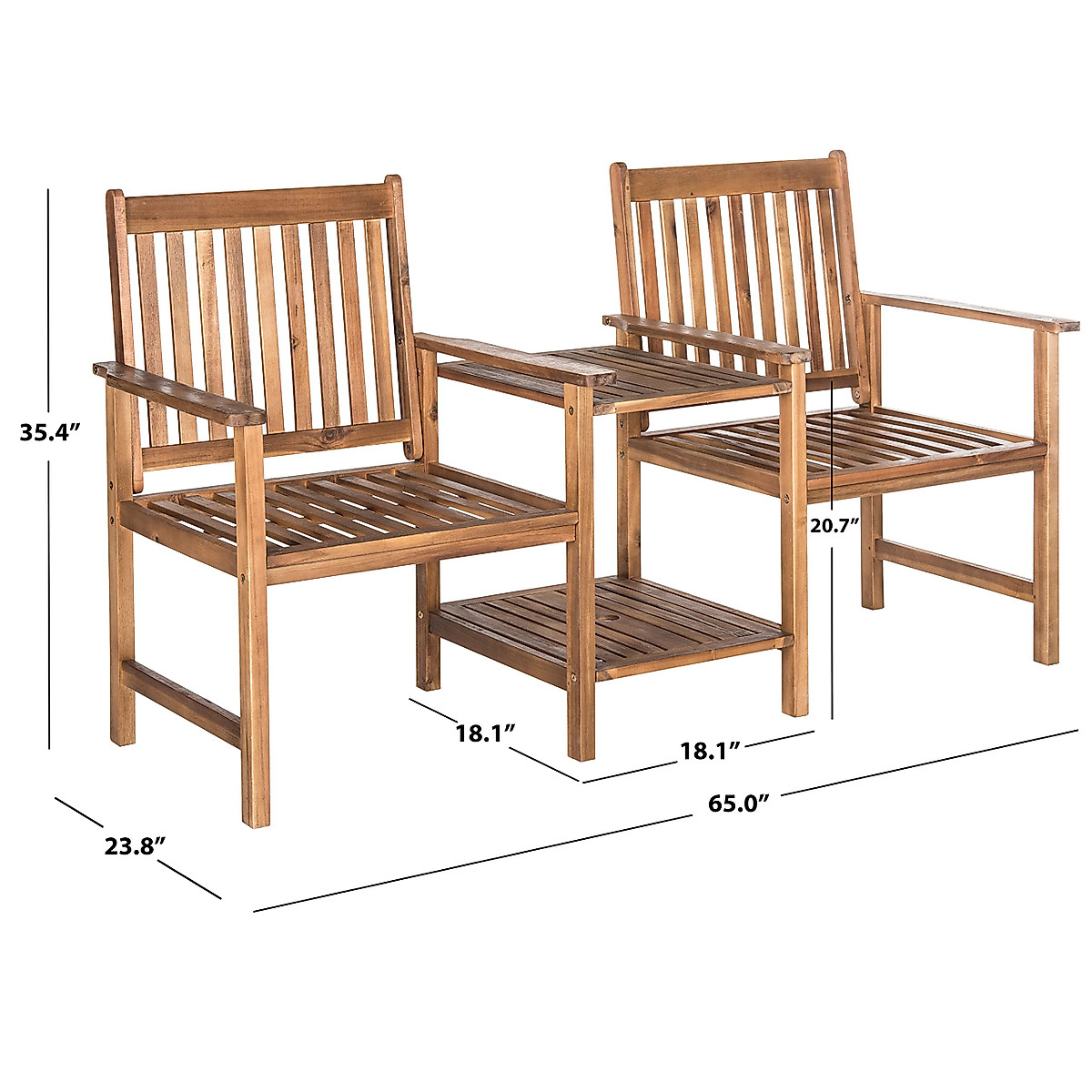 SAFAVIEH Outdoor Collection Brea Teak Brown Seat Bench