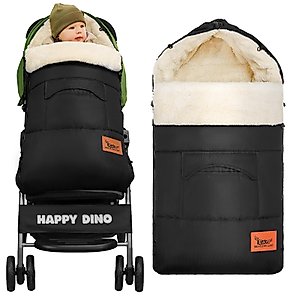 EAQ Universal Winter Warm Baby Stroller Footmuff,Muti Use Bunting Bag, Fleece Lined Washable Outdoor Sleeping Bag for Baby（Black）