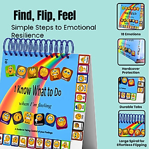 Thought-Spot I Know What to Do Flipbook: Emotions Chart for Kids; Autism Learning Materials; Feelings Chart to Identify Feelings and Make Positive Choices; Emotions Wheel; Calm Down Corner Supplies