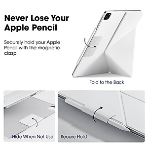 PITAKA iPad Pro 11 Inch Case, Compatible with iPad Air M3/M2 11 Inch (4-7th Gen) & 2022/2021/2020/2018 iPad Pro 11 (1-4th Gen), Portrait/Landscape Magnetic Case with 4 Standing Angles - White