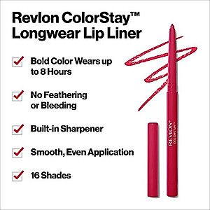 Lip Liner by Revlon, Colorstay Face Makeup with Built-in-Sharpener, Longwear Rich Lip Colors, Smooth Application, 630 Nude