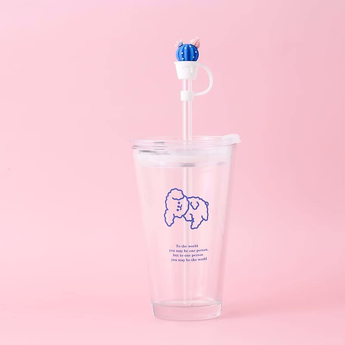 TEONEI Cactus Shape Straw Covers Caps,Straw Tip Covers,Reusable Drinking Straw Tips Lids Straw Toppers Straw Plug for 7-8mm Straws,4PCS