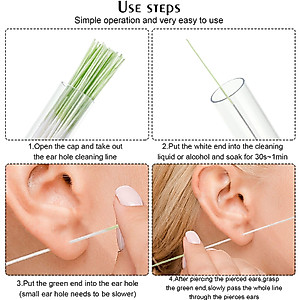 Maitys 360 Pieces Ear Hole Floss Piercing Cleaner Floss Disposable Piercing Aftercare Cleaning Line Ear Hole Care Cleaning Tool for Women Men(White, Green)