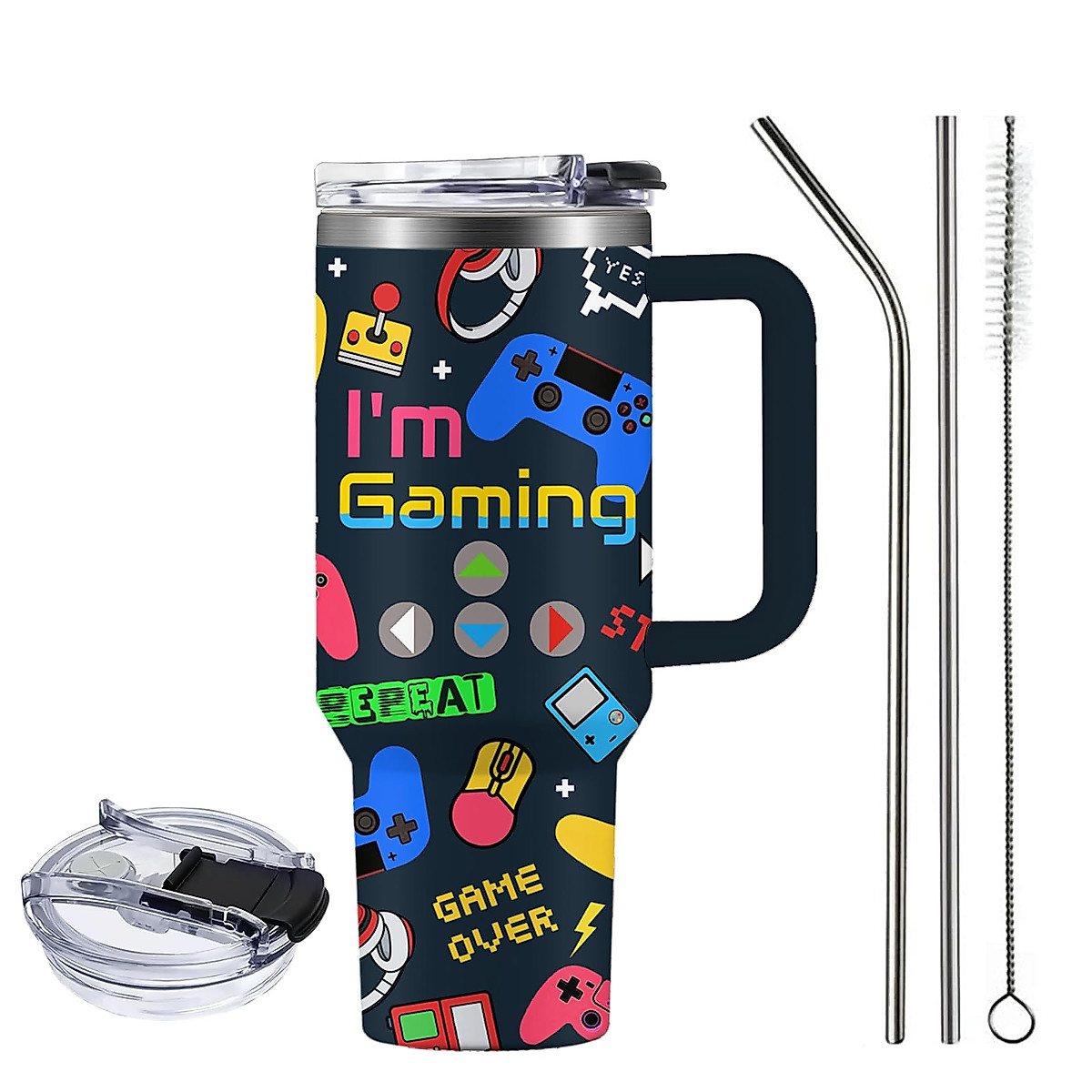 Gamer Gifts for Men Boys, 40oz I'm Gaming Do Not Disturb Tumbler Cup, Teen Boy Gifts Gaming Stuff, Game Lover Gifts for Gaming Mugs, Game Presents for Son Boyfriend Birthday Christmas Gifts for Men