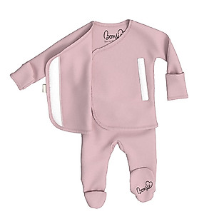 Bonsie Skin to Skin Babywear Footed Bodysuit - Pink Baby One Piece - Peony (0-3 Months)