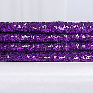 3 Feet 1 Yards Sequin Fabric, by The Yard, Sequin Fabric, Tablecloth, Linen, Sequin Tablecloth, Table Runner Photo Booth Backdrop,Ready to Ship!! (Purple)