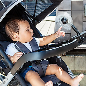 Good Gear Soft Fin Clip On Fan for Travel Stroller, Baby Crib & Car Seat - Black Dots/Grey