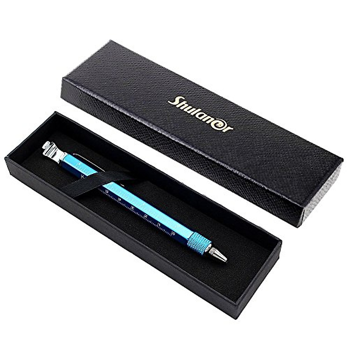 Shulaner 7 in 1 Metal Tech Tool Pen with Ruler, Bottle Opener, Phone Stand, Ballpoint Pen, Stylus and 2 Screw Driver, Multifunction Tool Fit for Men or Women, 4 Color, Pack of 4