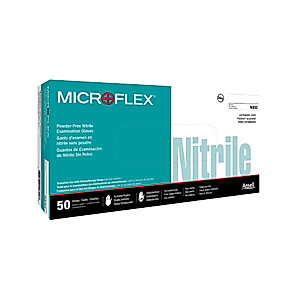 Microflex N89 Disposable Large Nitrile Gloves w/Rough Finish & Powder Free for General Use, Sample Taking - Green (Box of 50)
