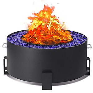 Grepatio Smokeless Fire Pit, 27IN Outdoor Smokeless Firepit Stove Bonfire Firepit for Outside, Wood Burning Firebowl for Backyard(Black)