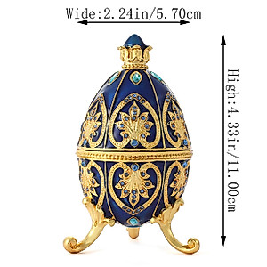 QIFU Easter Egg Style Enamelled Trinket box Hinged Unique Gift for Family