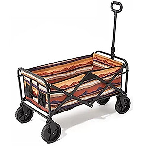 Camping Cart, Outdoor Wagon Stroller Trailer Transport Free Standing Collapsible Utility Grocery Canvas Fabric Rolling Buggies Garden Sport Wagons (Co