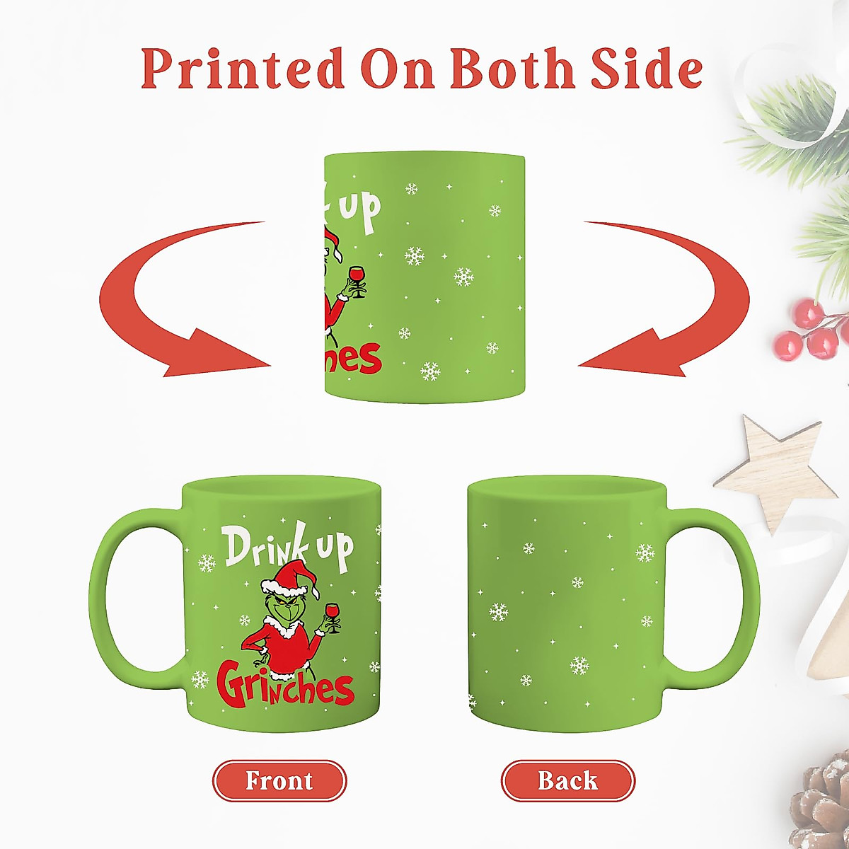 Arsemica Funny Christmas Mug, Novelty Christmas Coffee Mug, 11oz Ceramic Holiday Drinking Cup, Christmas Party Cups for Table Decorations, Xmas White Elephant Gifts for Women Men Coworkers
