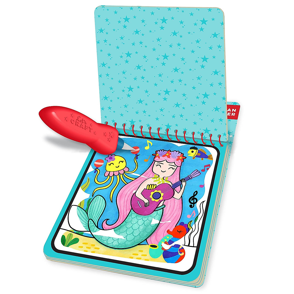 Bright Stripes Let's Craft Magic Reveal Pad No Mess Water Coloring Book Kids Arts and Crafts Fun Painting Learning Activities Book 3 Pack with Refillable Brush, Children’s Travel Toys, Whimsical Art