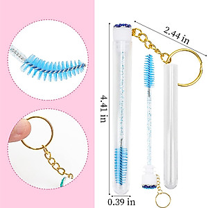 48 Pieces Disposable Mascara Wands Set,Include 24 pcs Disposable Crystal Lash Spoolies Brush and 24 Pieces Reusable Diamond keychain Empty Eyelash Brush Tubes for Women Girls Makeup Brush Kit