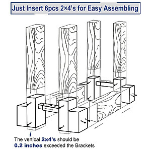 Artibear Depth Adjustable Firewood Rack Brackets for Outdoor, 2x4 Wood Storage Holder Kit for Indoor Fireplace, 2 Packs (2x4s not Include)