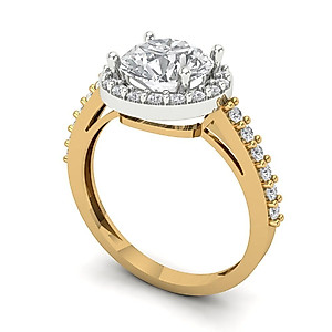 Clara Pucci 2.40 ct Round Cut Solitaire Halo Moissanite Designer Anniversary Bridal Engagement Ring 14k Yellow & White Gold 8.5