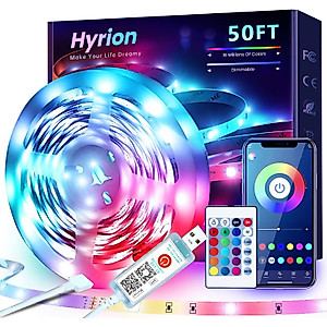 65.6 ft/20M Bluetooth LED Strip Lights, RGB 5050 LED Light Strips with Bright 300 LEDs, Sync Music Color Changing Flexible Cuttable Led Lights for Bedroom,Ceiling,Party( APP+ Remote+ Mic/32.8ftX2)
