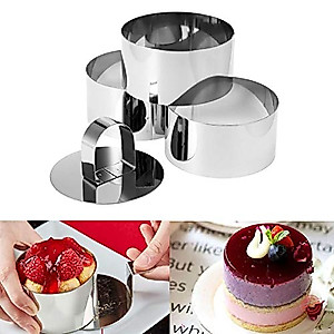 SGerste Stainless Steel DIY Cake Mould Food Cooking Pusher & Round Rings Baking Tools 4Pcs