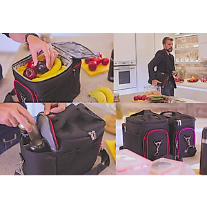 Meal Prep Lunch Box - 8 Piece Set - Insulated Container For Women or Men - 3 Bento Style Boxes (BPA Free) in Large Lunch Bag- Microwave Safe - Includes Fork, Spoon, Thermos & 2 Ice Packs - A2S