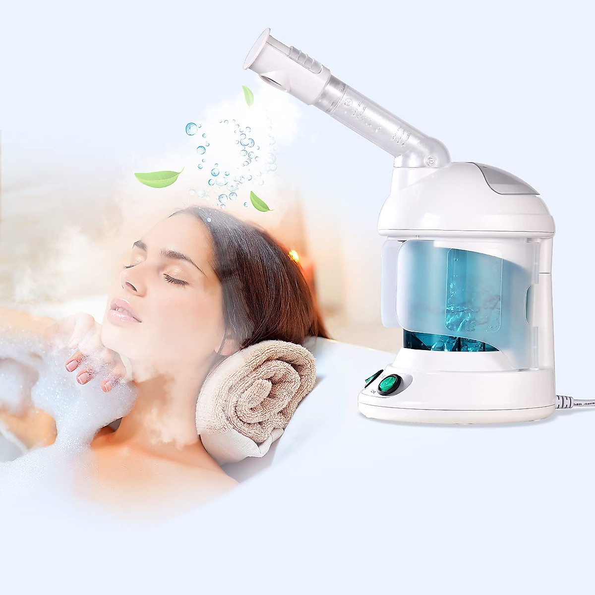 DYB Portable Facial Steamer, Nano Ionic Face Steamer with 360°Rotatable Sprayer,Mini Facial Steamer for Salon and Spa,1 Piece Headband and 4 Pieces Steel Skin Kits.