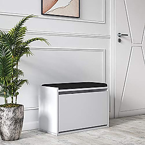 Ruumstore Tona Shoe Cabinet, 1 Flip Drawer Shoe Storage with Padded Seat Cushion