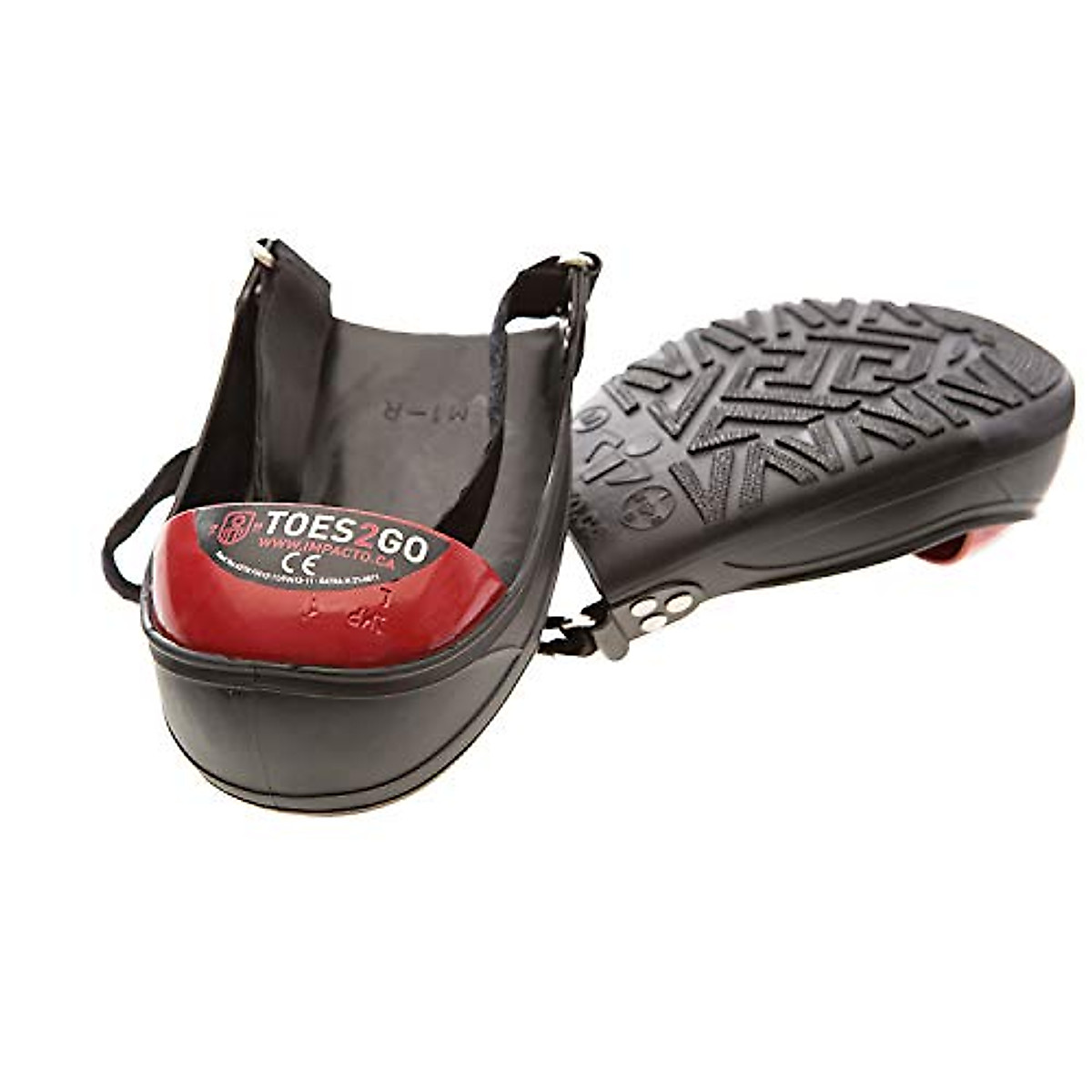 TOES2GO Steel Toe Cap Overshoe Red Toe Med M8-13 W10-13 - Protects from Impact, Crushing - Easily Worn Over Shoes with Adjustable Straps - Non-Slip & Waterproof PVC
