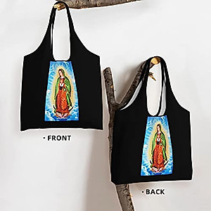 Guadalupe Virgin Canvas Shoulder Tote Bags Reusable Handbags Shopping Bag For Daily Women Or Men