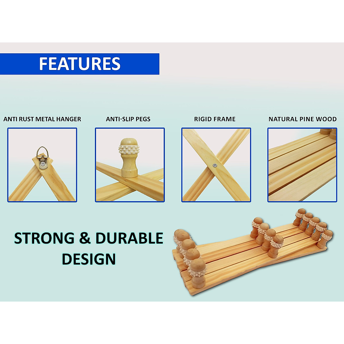 LENOX BOSS Accordion Wall Hanger, Expandable Coat Rack Wall Mounted, Wood Wall Accordion Hook Rack- Accordion Hat Rack for Coffee Mugs, Jackets, Purses, Scarfs, Non-Slip 14 peg Hooks White