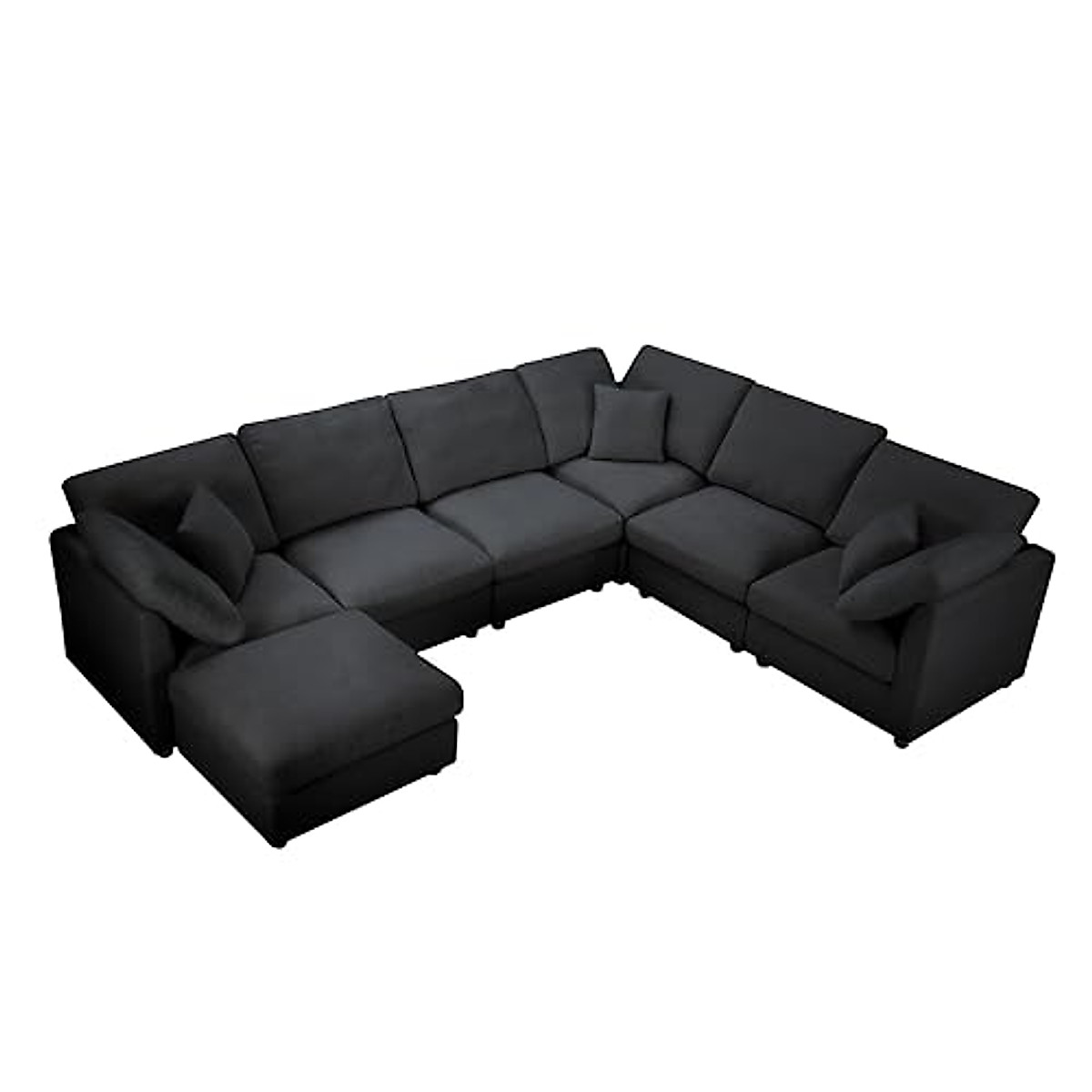 Oversized Modular Cushions Sectional Sofa Couch with Movable Ottoman ,L-Shaped Corner Low Back Deep Seater Sectional&Couch for Home Office Apartment Living Room Furniture Sets, Spacious Space Sofá