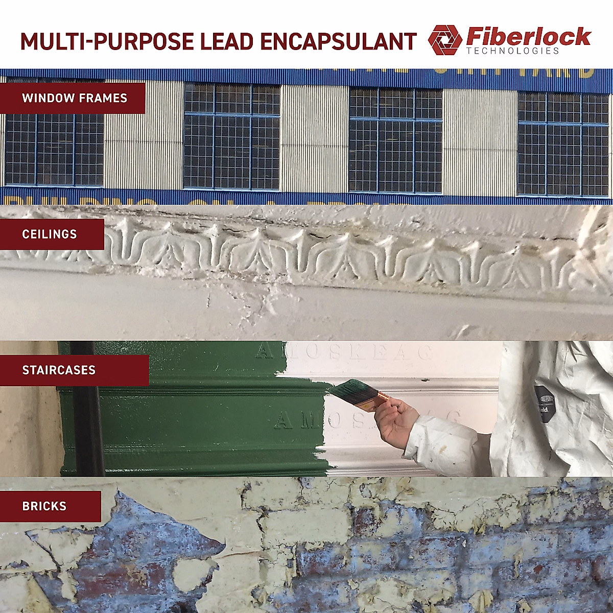 Fiberlock Lead Barrier Compound III, 1 Gallon, White, Industrial Lead Encapsulant, Forms a Barrier Between Lead Based Paint and the Environment, Ideal for Both Indoors & Outdoors