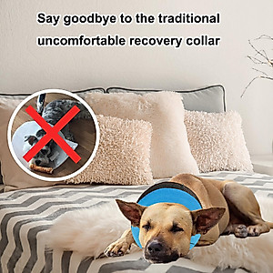 Inflatable Dog Cone for Dogs After Surgery Dog Donut Collar Soft Dog Cone Alternative Recovery Collar for Dogs Prevent Pet Bite Licking Scratching Touching, Help Dog Healing (L(Neck:12"-18"))