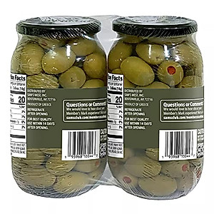 Member's Mark Queen Olives stuffed with Minced Pimiento, 21 Ounce (Pack of 2)
