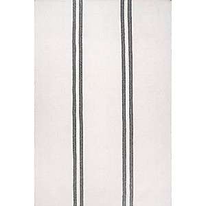 nuLOOM Stacia Stripes Wool Flatweave Area Rug, 10' x 14', Ivory