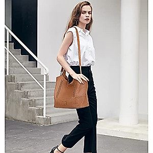 CLUCI Hobo Bags for Women Vegan Leather Purse Fashion Crossbody Shoulder Bags Top Handle Satchels Brown