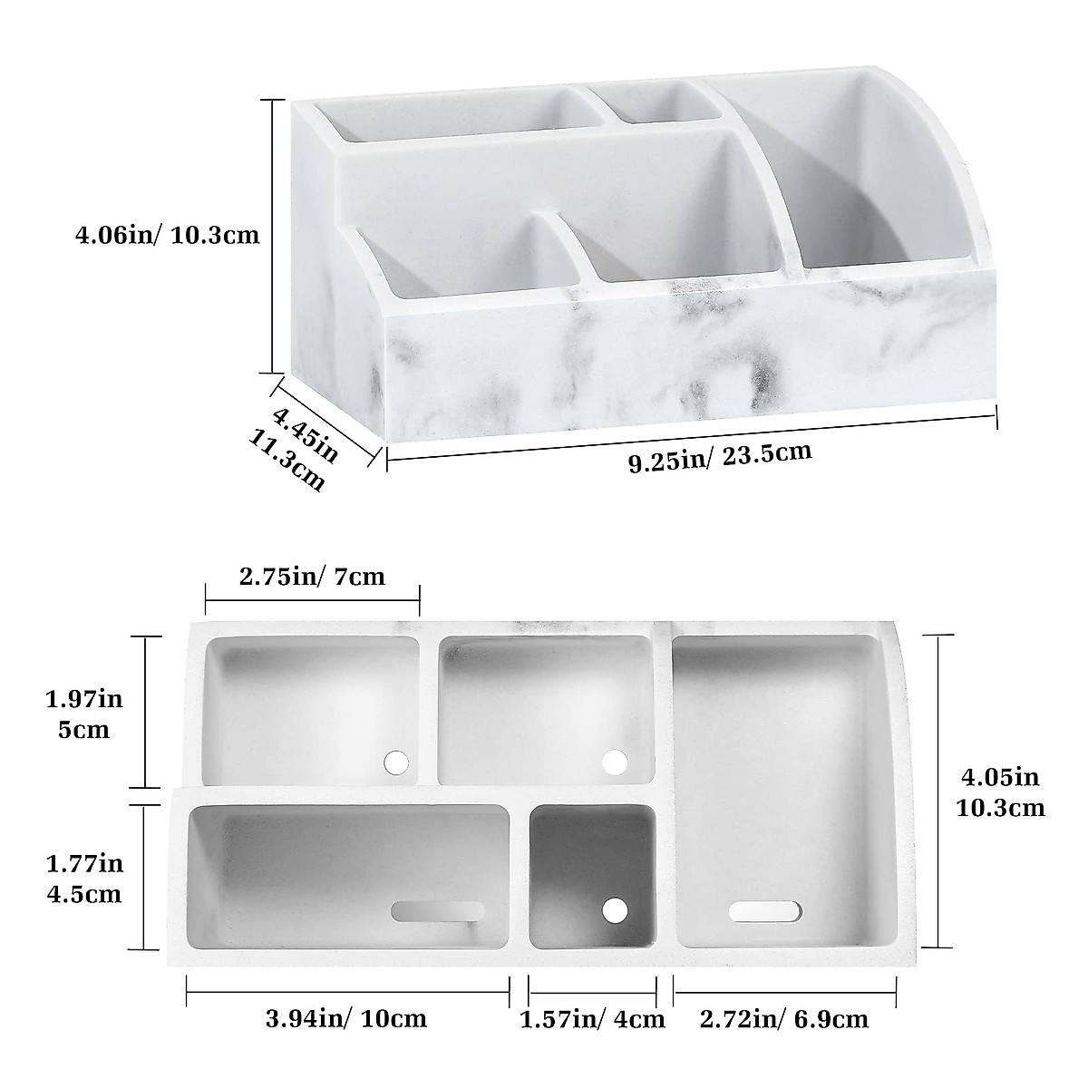 Luxspire Bathroom Counter Organizer, 5 Slot Toothbrush Holder, Marble Bathroom Accessories, Gravel White