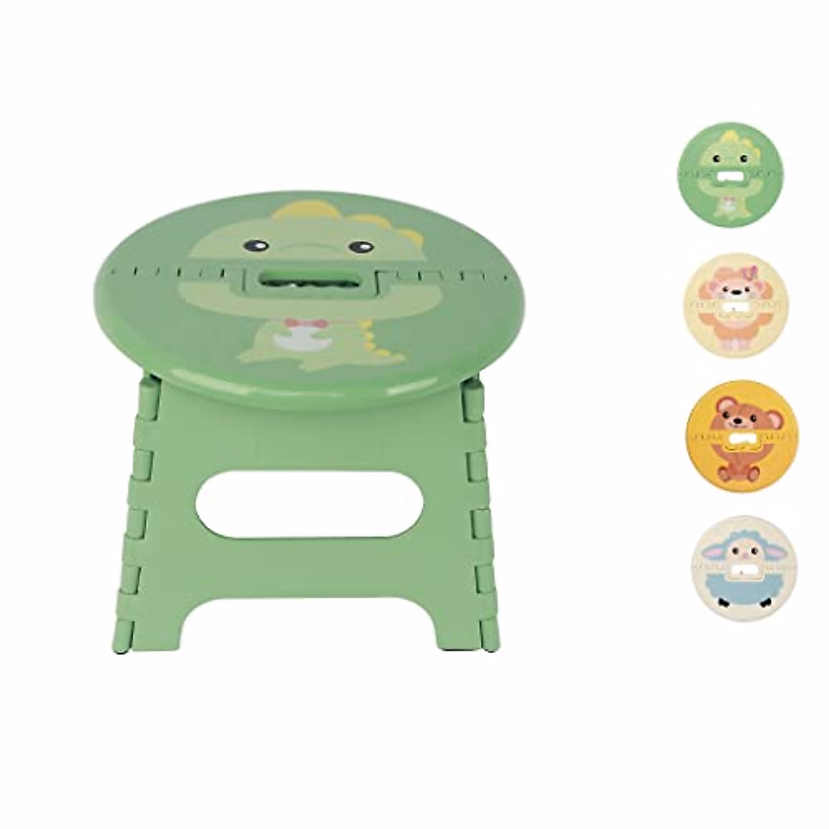 famobay Home Foldable Step stools - Round Cartoon Seat -11 Inches Wide & 9 Inches Tall - 300 lbs Capacity - Light Weight Plastic Design (Dinosaur, 1)