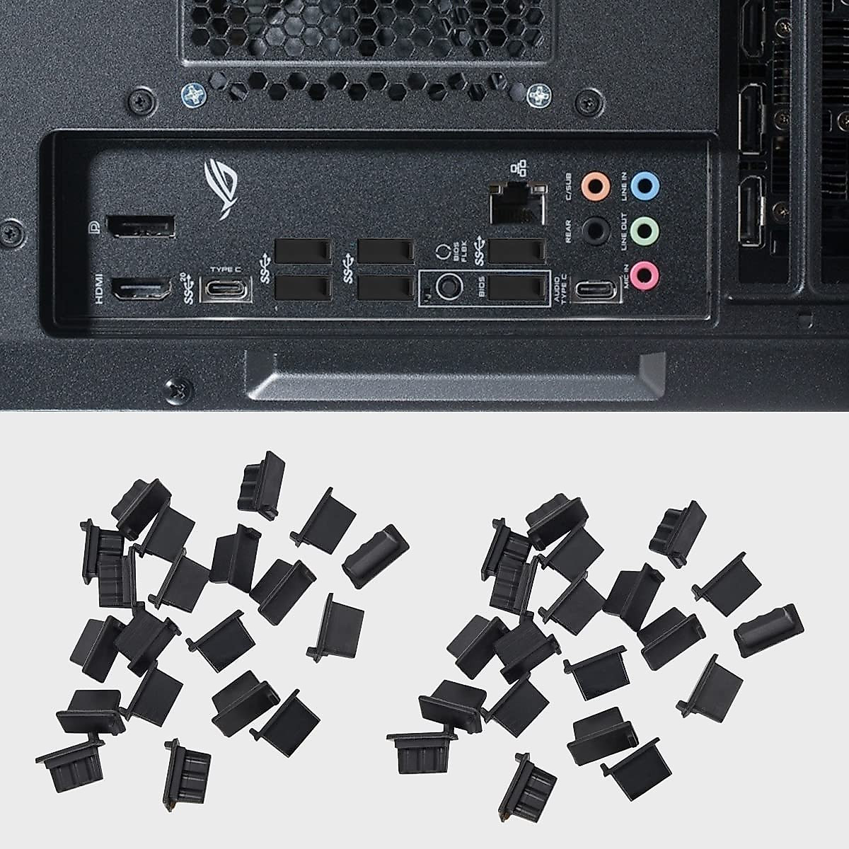 40PC USB A Port Cover Caps, Durable USB Cover Caps for USB Type-A Female Port, USB Dsut Cover for Desktop PC Laptop Router Hub or Other Device with USB Type-A Female Port