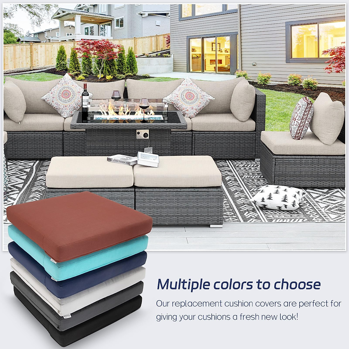 BULEXYARD Patio Sofa Cushion Covers Replacement for Outdoor Furniture Set Cushions Cover Backrest Pillow Covers (Beige, 662)