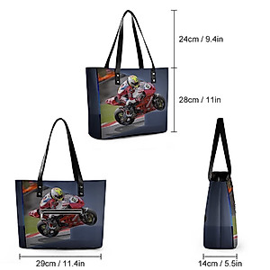 Womens Handbag Motorcycle Motocross Leather Tote Bag Top Handle Satchel Bags For Lady