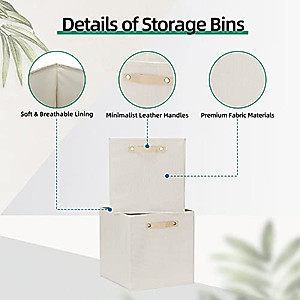 Bidtakay Large Bins Square Fabric Storage Bins 13 inch Storage Cubes Shelf Baskets Collapsible Toy Storage Box Clothes Cubby Storage Bins for Closet Organizer Office Storage Home Organization (Beige)