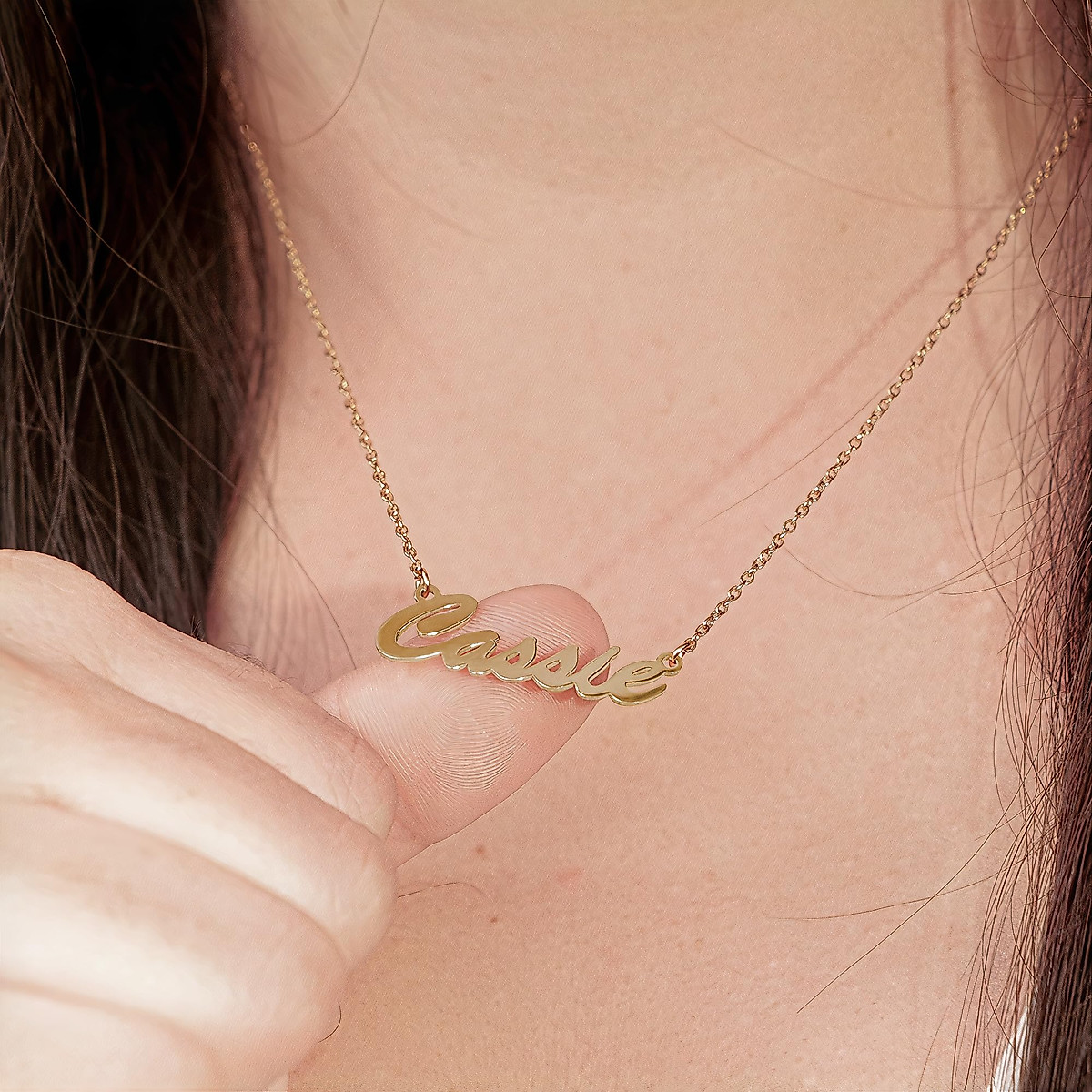 PicturesOnGold Custom Name Necklace For Women Personalized Name Necklace in Sterling 14K Gold or Silver Necklace Personalized with any Name or Word (Gold Script)