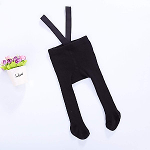 Mubineo Infant Newborn Baby High Waist Leggings Tights Socks Girls Boys Toddler Suspender Pantyhose (Black, 6-12 Months)