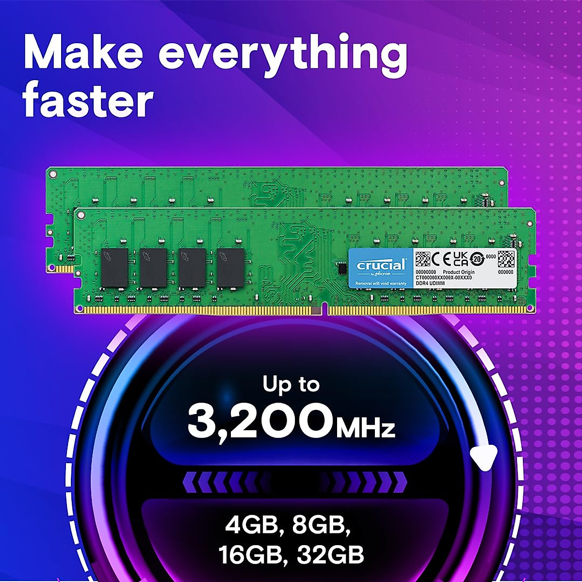 Crucial RAM 16GB Kit (2x8GB) DDR4 2400 MHz CL17 Desktop Memory CT2K8G4DFS824A, Green/Black
